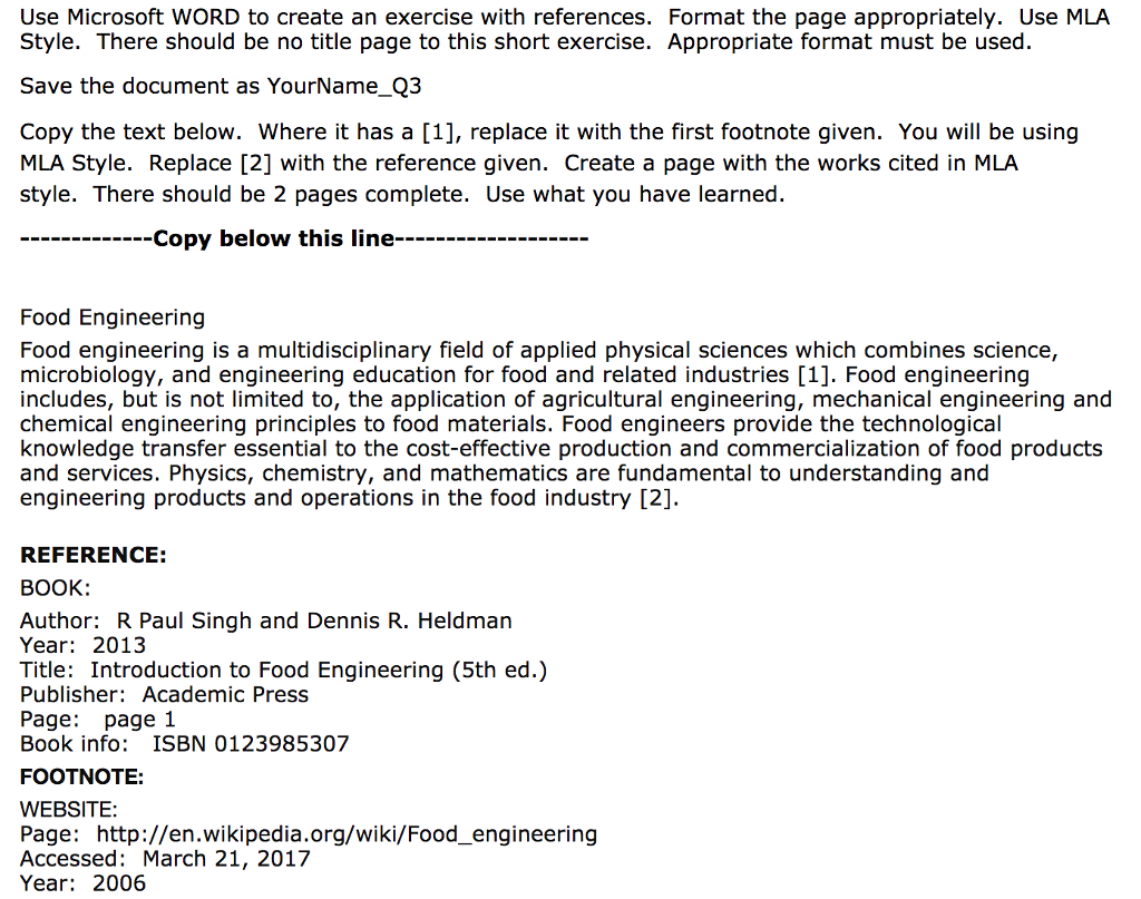 Use Microsoft WORD to create an exercise with | Chegg.com