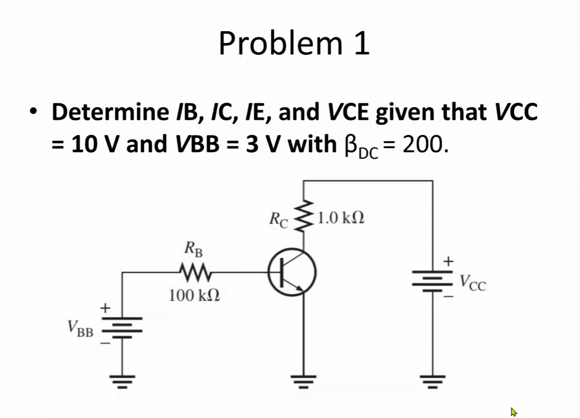 Solved Determine IB,IC,IE,VCE, and VCB in Figure 4−9 for the | Chegg.com