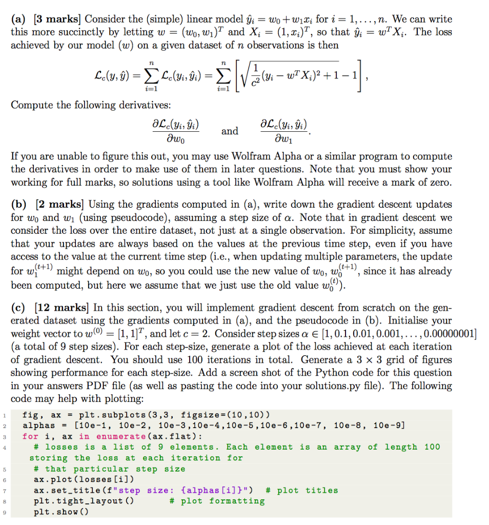 Apply gradient descent to a simulated dataset with | Chegg.com