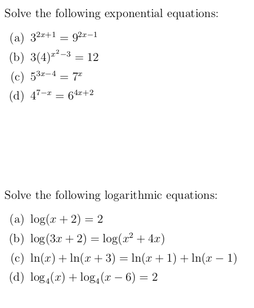 Solved Solve the following exponential equations: (a) 32r+1- | Chegg.com