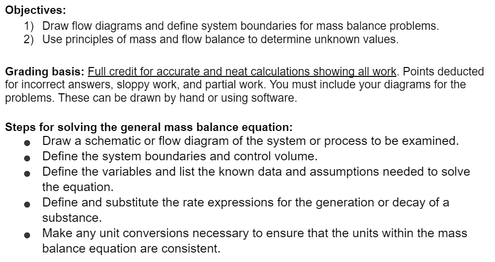 Objectives: 1) Draw flow diagrams and define system | Chegg.com