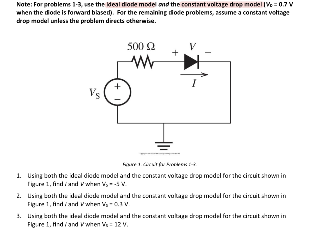 Solved Note: For problems 1-3, use the ideal diode model and | Chegg.com