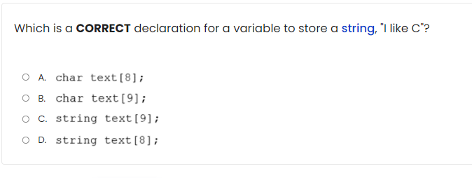 Solved Which is a CORRECT declaration for a variable to | Chegg.com