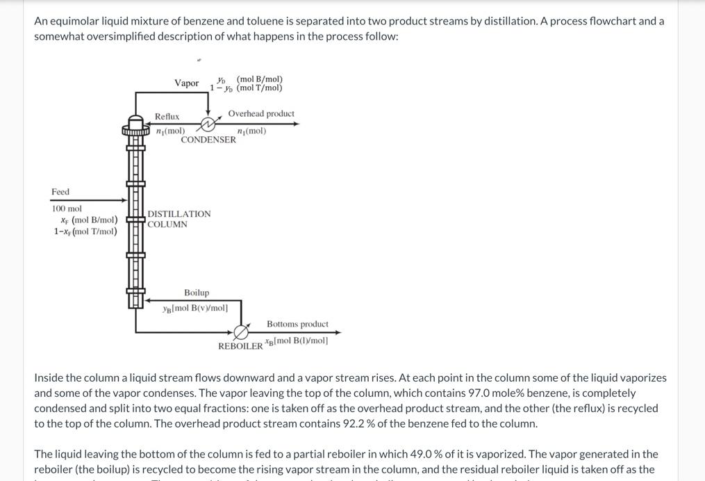 Solved A liquid stream containing three hydrocarbons is fed | Chegg.com