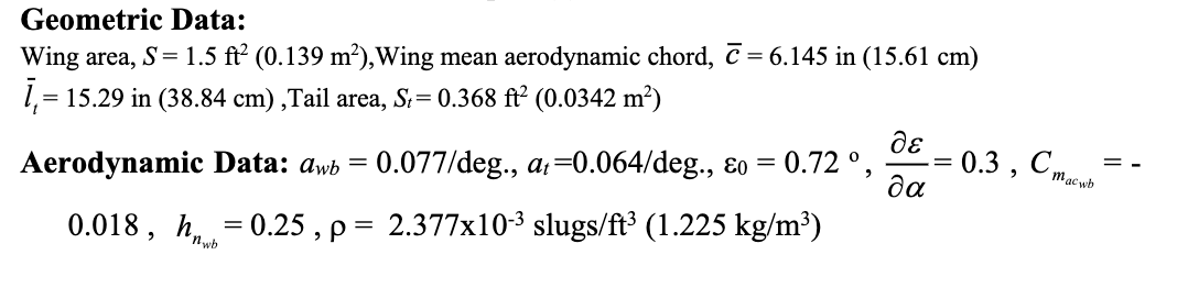 Solved 1. For a given wing-body combination, the aerodynamic | Chegg.com