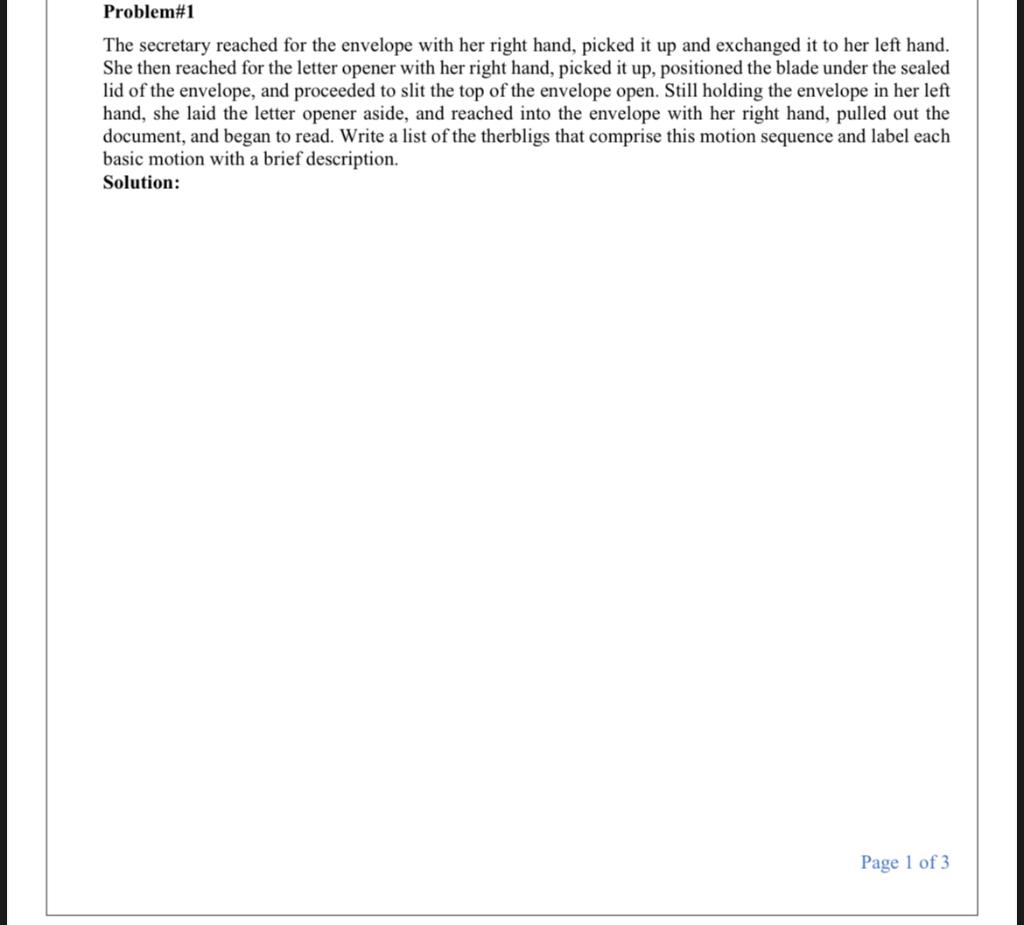 Solved Problem#1 The secretary reached for the envelope with | Chegg.com