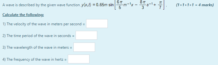 Solved 8 TT A wave is described by the given wave function | Chegg.com