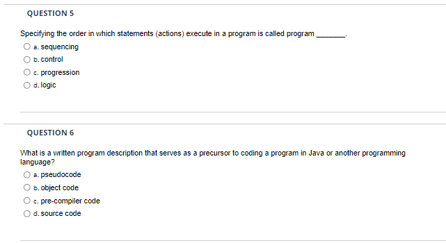 Solved QUESTION 5 Specifying the order in which statements | Chegg.com