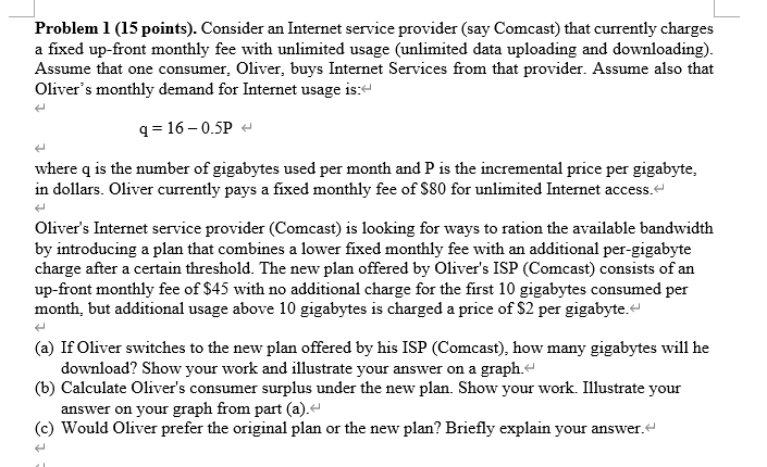 Solved Problem 1 (15 points). Consider an Internet service | Chegg.com