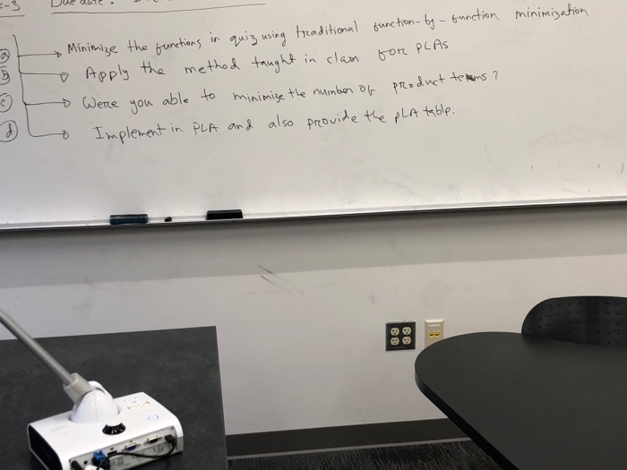 Solved Question 1: Find a minimum-row PLA table to implement | Chegg.com