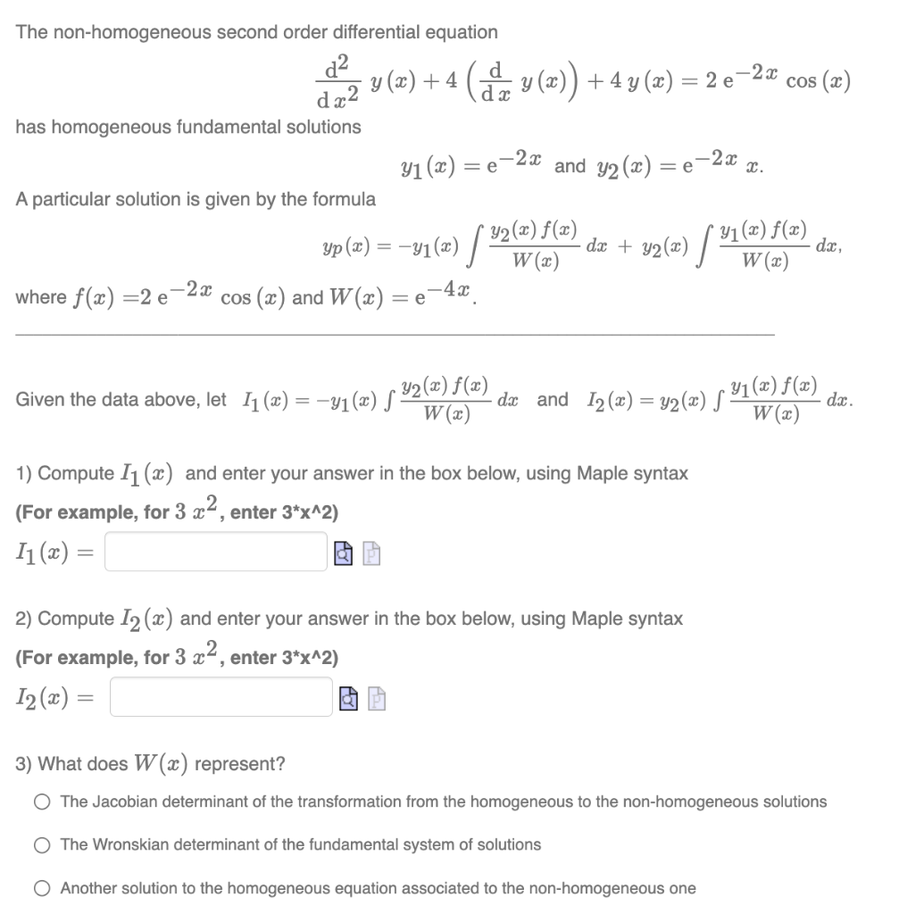 Solved The non-homogeneous second order differential | Chegg.com