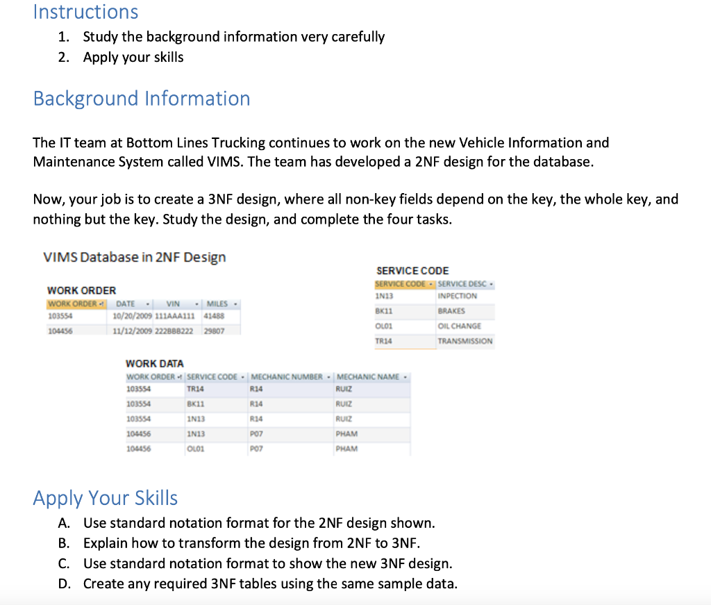 Solved Instructions 1. Study the background information very | Chegg.com