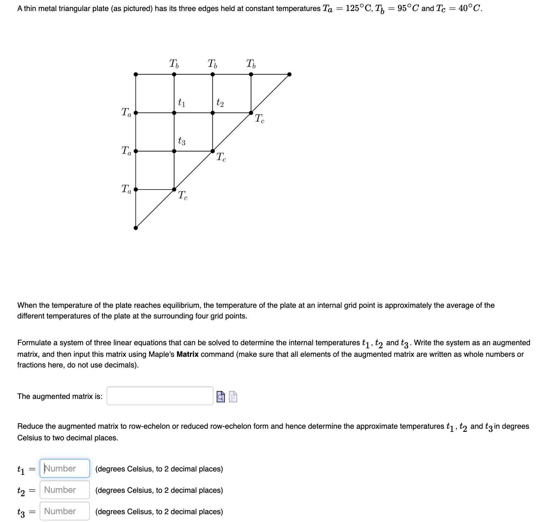 Solved A thin metal triangular plate (as pictured) has its | Chegg.com