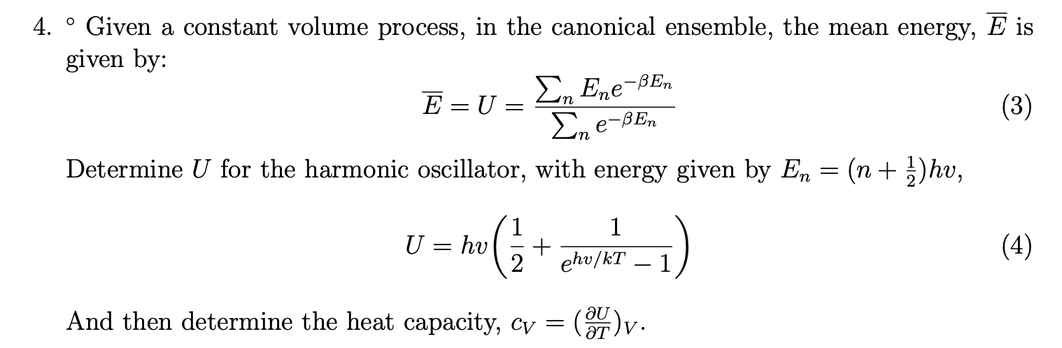 Solved 4. ° Given a constant volume process, in the | Chegg.com