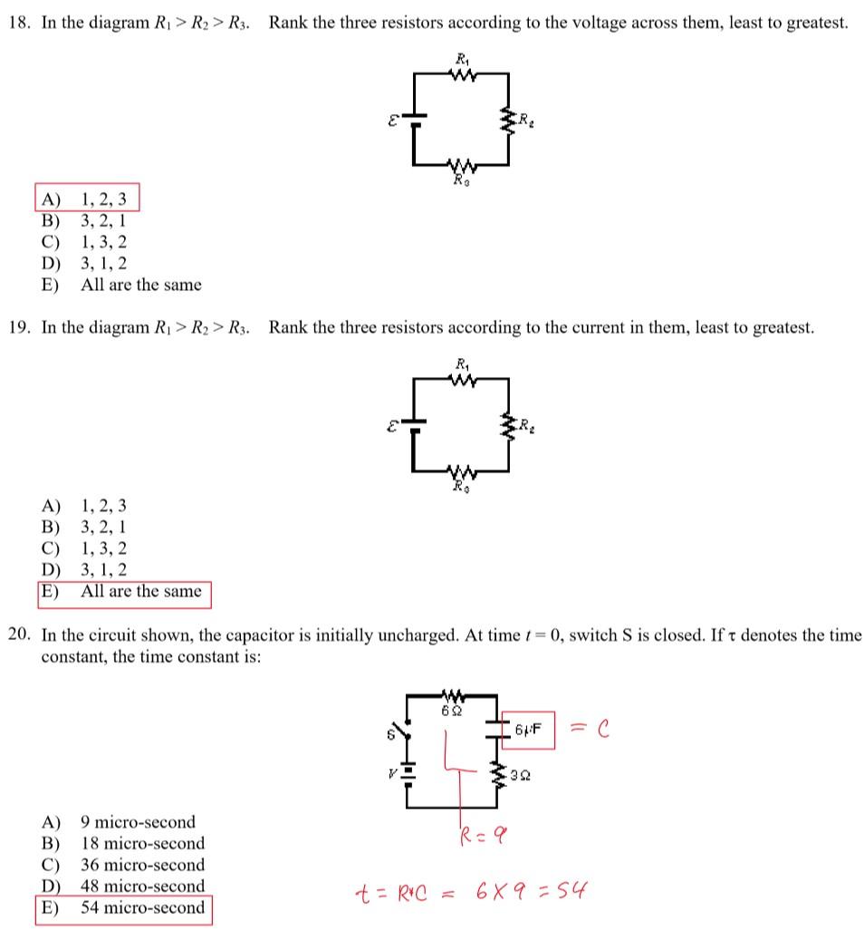 Solved 18. In the diagram Ri > R2 > R3. Rank the three | Chegg.com