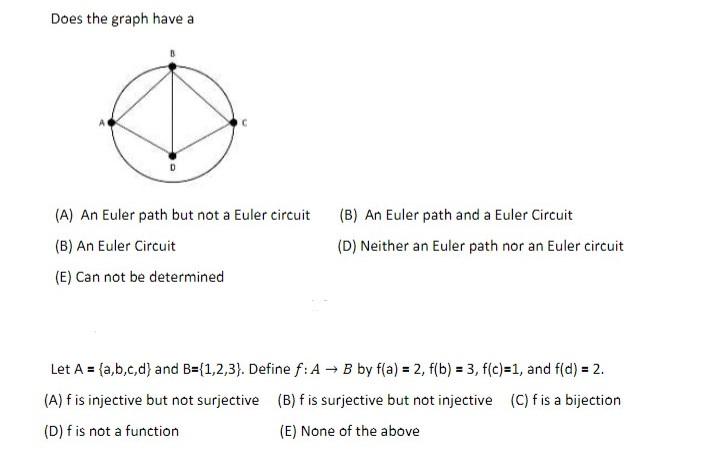 Solved Does the graph have a (A) An Euler path but not a | Chegg.com