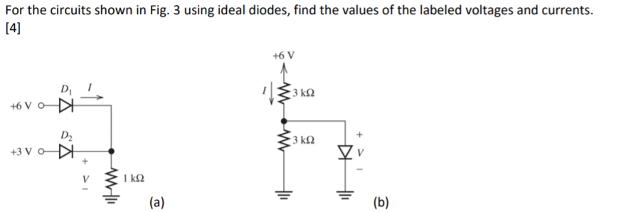 Solved For the circuits shown in Fig. 3 using ideal diodes, | Chegg.com