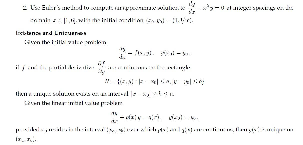 Solved 2. Use Euler's method to compute an approximate | Chegg.com
