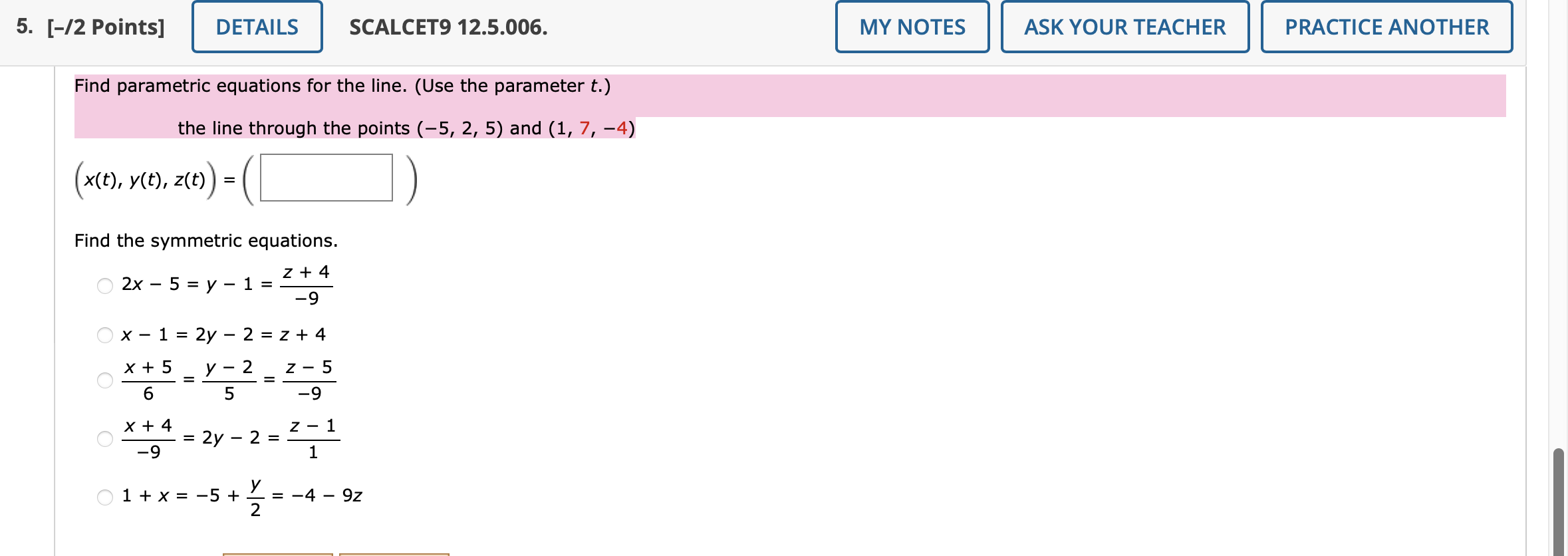 Solved 5. [-12 Points] DETAILS SCALCET9 12.5.006. MY NOTES | Chegg.com