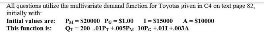 Solved All questions utilize the multivariate demand | Chegg.com