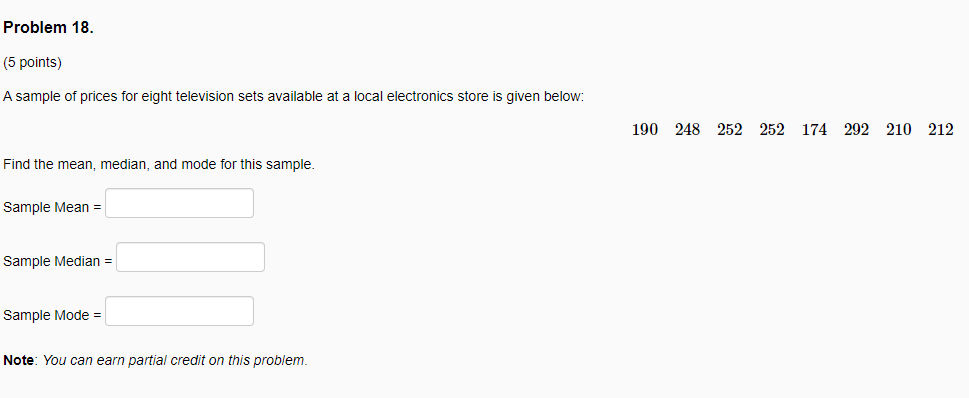 Solved Problem 18. ( 5 points) A sample of prices for eight | Chegg.com