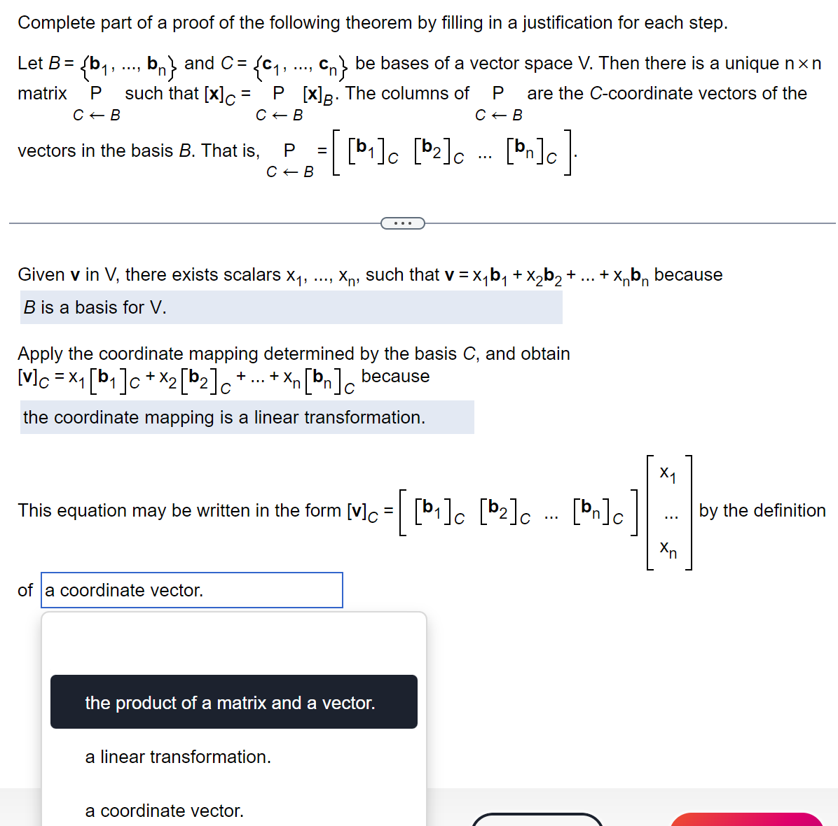 Complete part of a proof of the following theorem by | Chegg.com