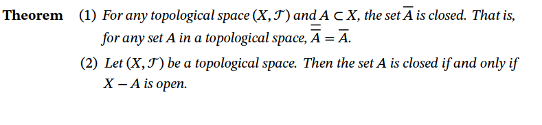 Solved Theorem (1) For any topological space (X,T) and A CX, | Chegg.com