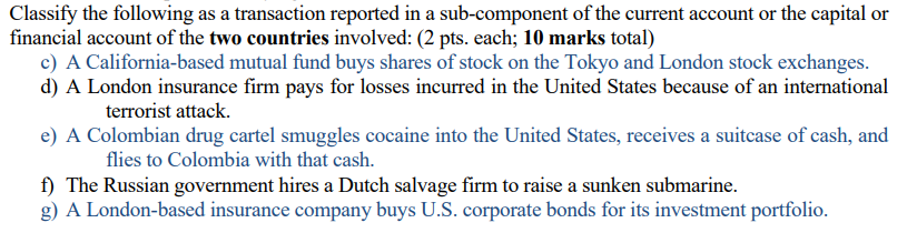 Solved Classify the following as a transaction reported in a | Chegg.com