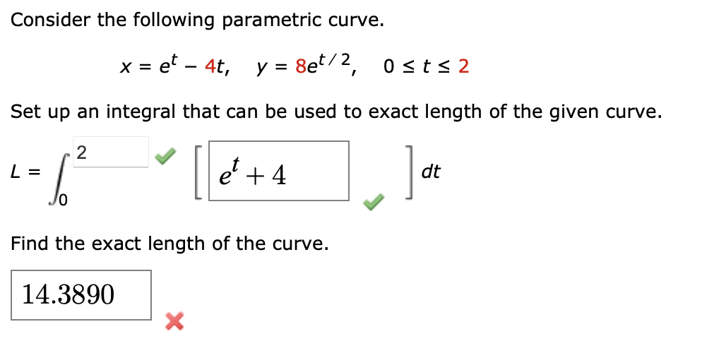 Solved Consider the following parametric curve. | Chegg.com