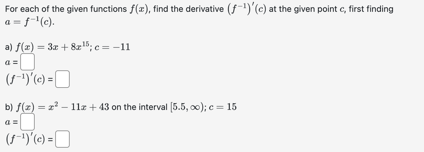 Solved For each of the given functions f(x), find the | Chegg.com