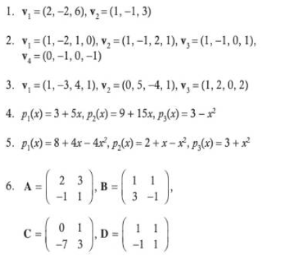 Solved 1. v1=(2,−2,6),v2=(1,−1,3) 2. | Chegg.com