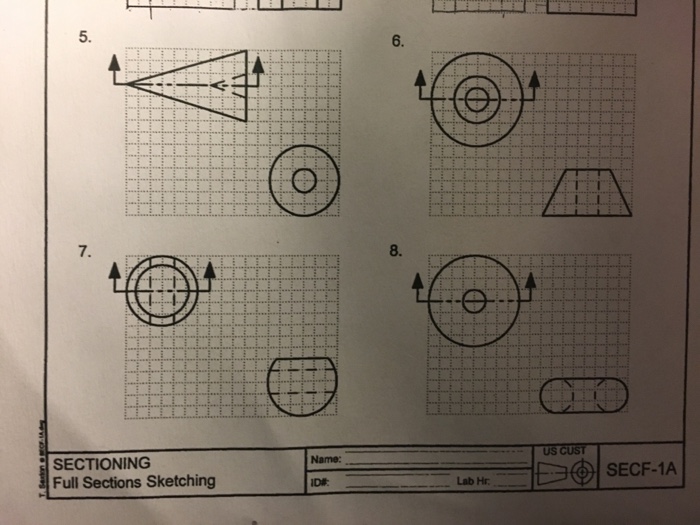 Solved SECTIONING 3 Full Sections Sketching Name: Lab Hr. | Chegg.com