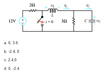 Solved For the circuit below, currents 𝑖L = _____A and 𝑖c | Chegg.com