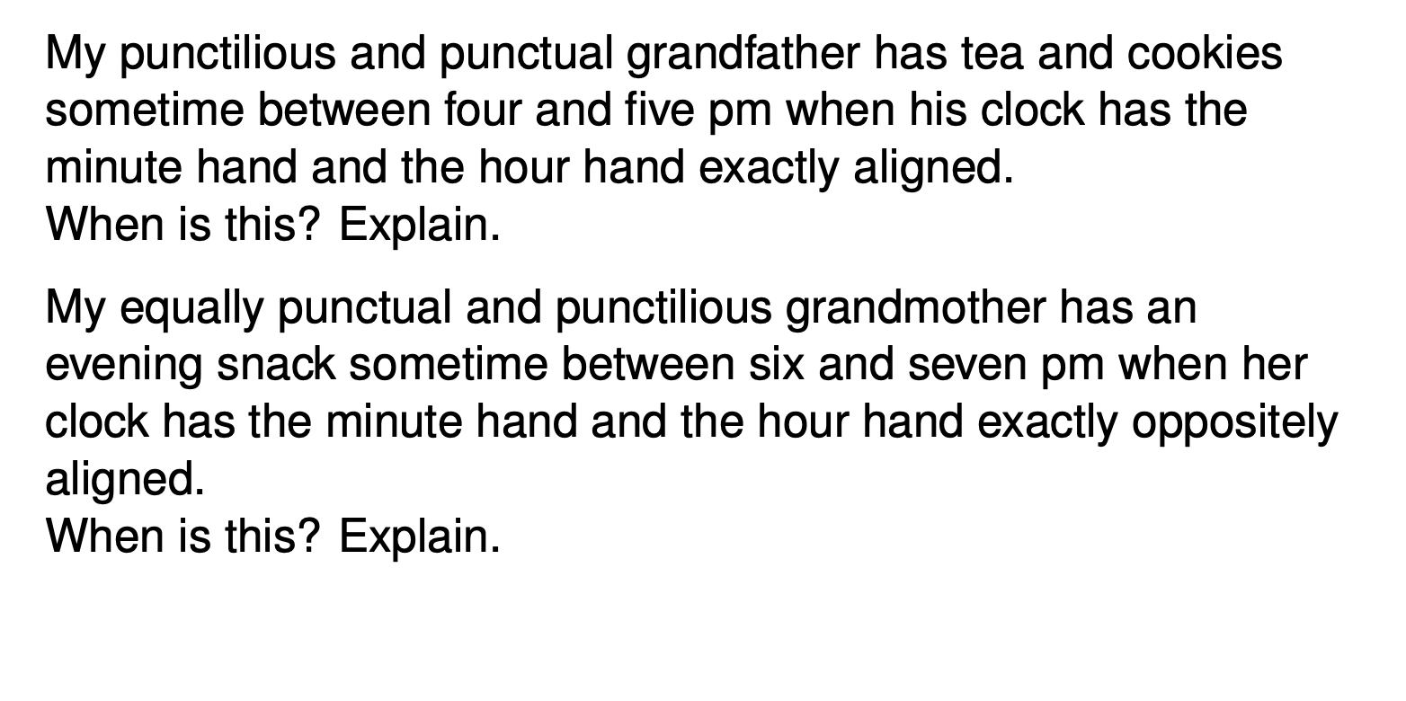 Solved My punctilious and punctual grandfather has tea and | Chegg.com