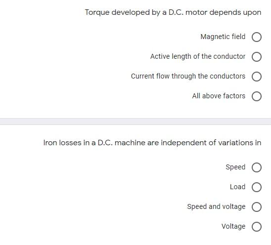 Solved Torque developed by a D.C. motor depends upon | Chegg.com