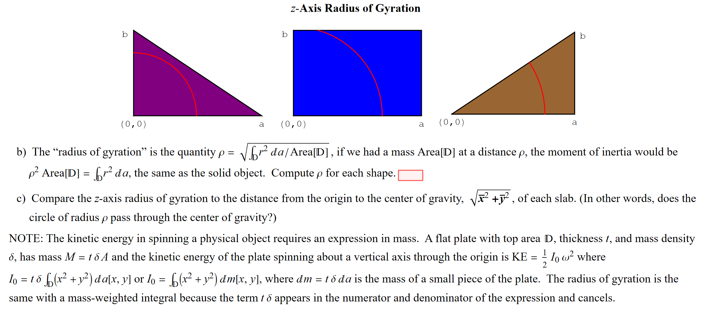 Solved z-Axis Radius of Gyration b) The "radius of gyration" | Chegg.com