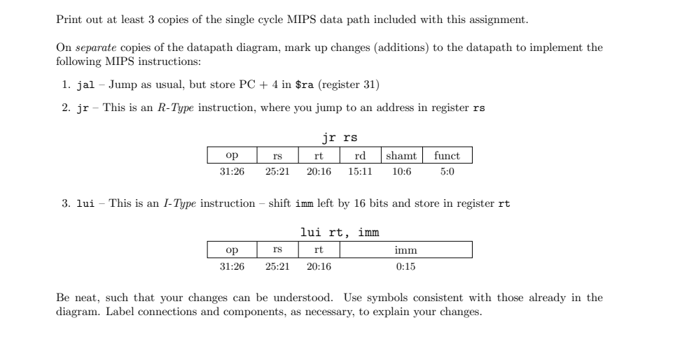 Solved Print out at least 3 copies of the single cycle MIPS | Chegg.com