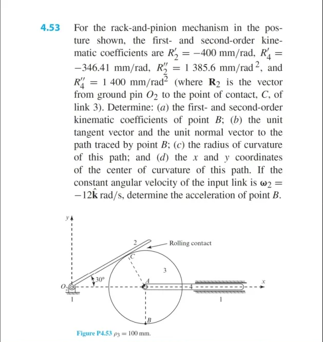 Solved 4.53 ﻿For the rack-and-pinion mechanism in the | Chegg.com