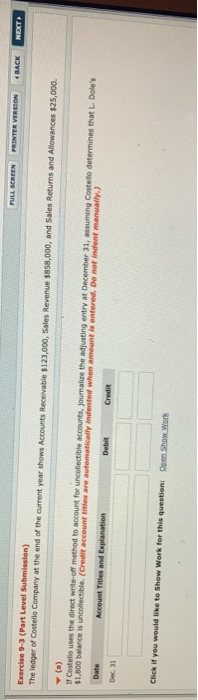 Solved BACK NEXT Exercise 9-3 (Part Level Submission) The | Chegg.com