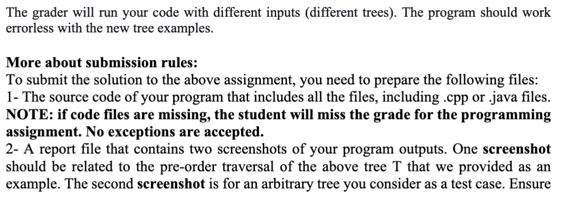 Solved Implement the pre-order tree traversal algorithm in | Chegg.com