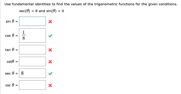 Solved Use fundamental identities to find the values of the | Chegg.com