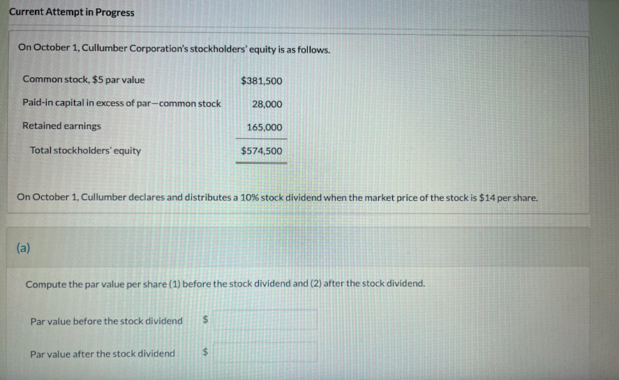 Solved Current Attempt in Progress On October 1, Cullumber | Chegg.com