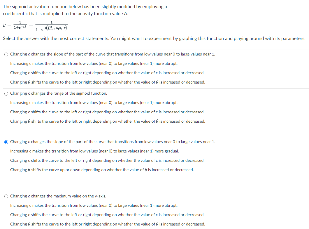 Solved The sigmoid activation function below has been | Chegg.com