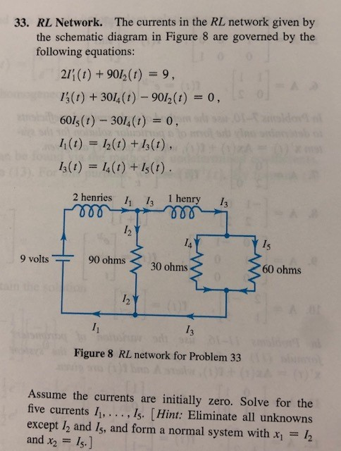 Solved 33. RL Network. The currents in the RL network given | Chegg.com
