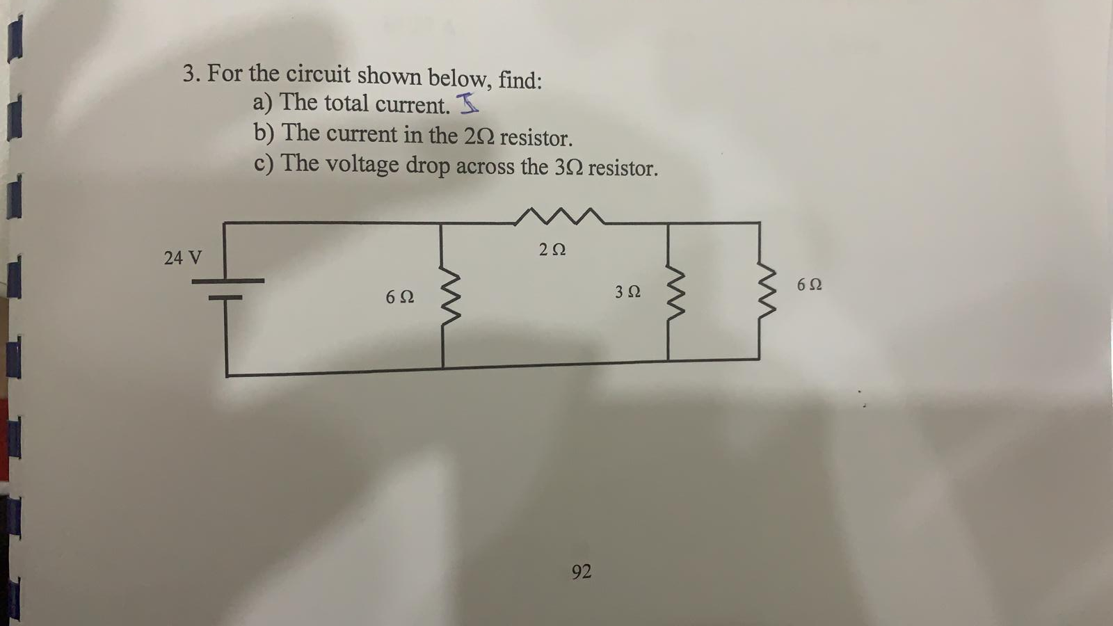 Solved 3. For the circuit shown below, find: a) The total | Chegg.com