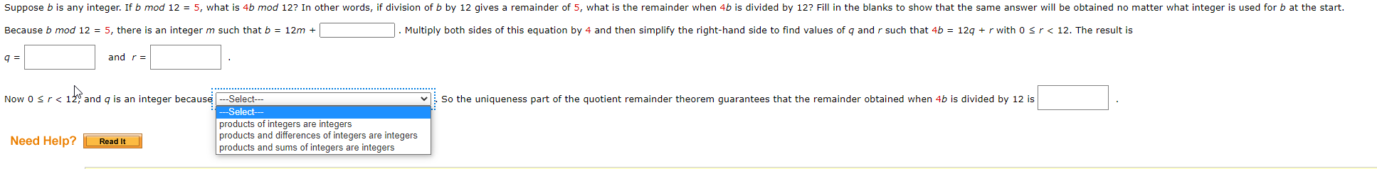 Solved Suppose b is any integer. If b mod 12 = 5, what is 4b | Chegg.com