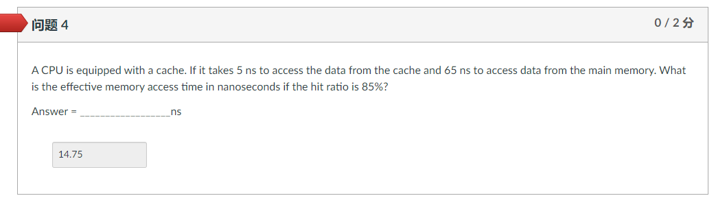 Solved A CPU is equipped with a cache. If it takes 5 ns to | Chegg.com
