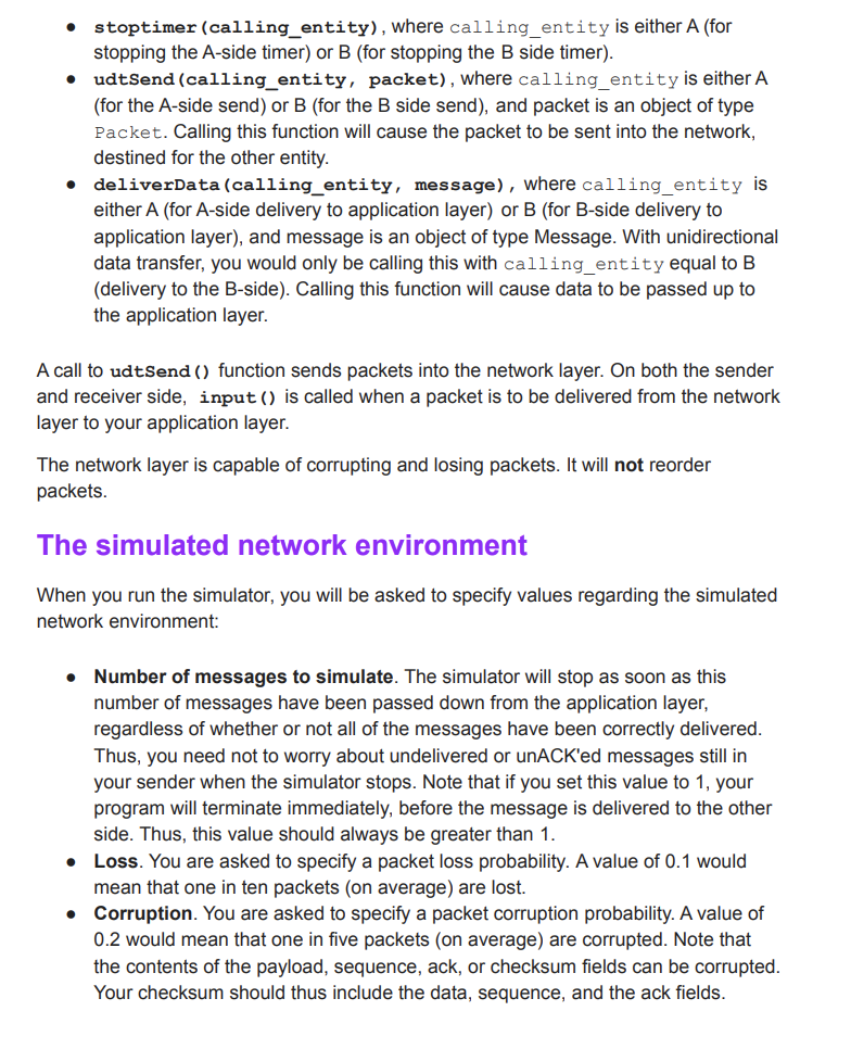 Objectives • Implementing a reliable transport | Chegg.com