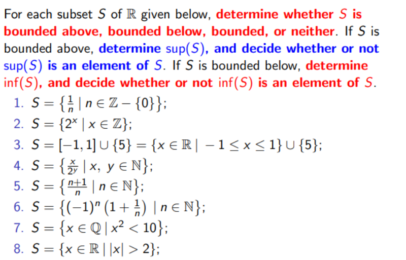 Solved For each subset S of R given below, determine whether | Chegg.com