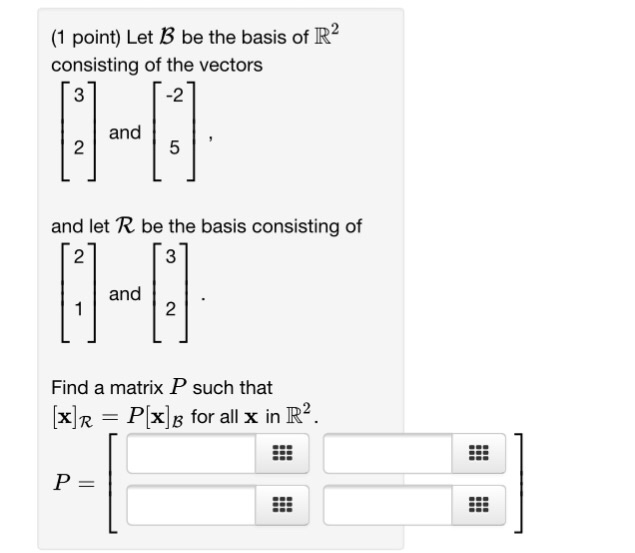 Solved Let B be the basis of R^2 consisting of the vectors | Chegg.com Solved Let B be the basis of R^2 consisting of the vectors | Chegg.com